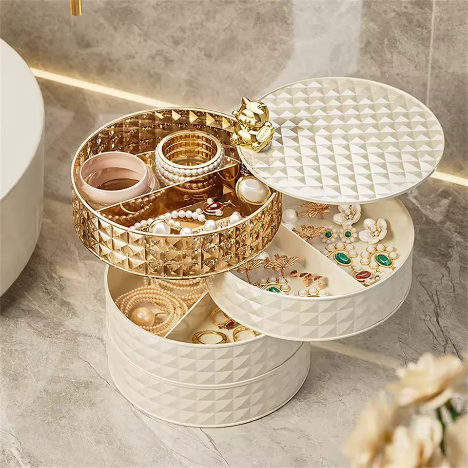 4 Layer Rotating Jewelry Organizer Multi-Layer Storage Box |Clarify.pk