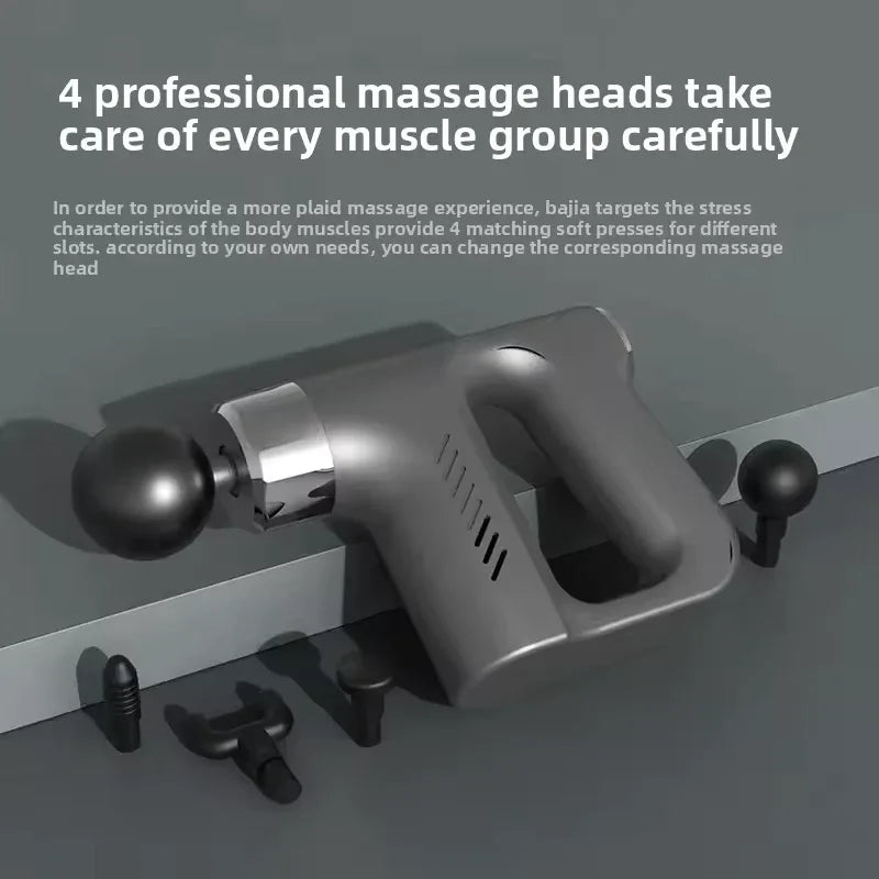 Electric Muscle Relaxation Massager Gun with 4 Massage Head|Clarify.pk