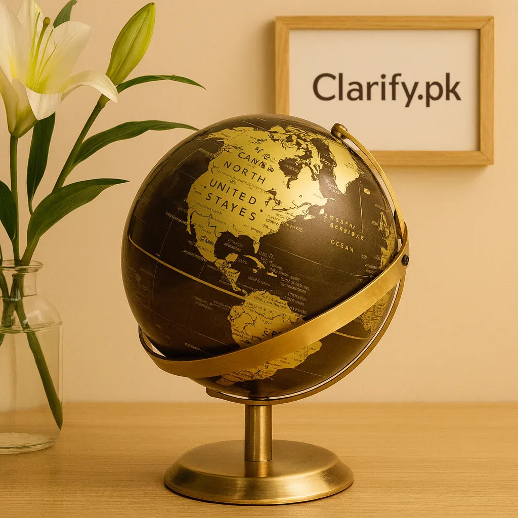 Luxury Decorative World Globe Golden & Brown Edition | Clarify.pk