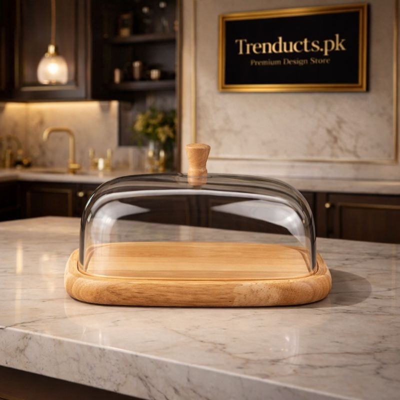 Oval Bamboo Butter Board - Clear Acrylic Dome & Wood Knob | Trenducts ...